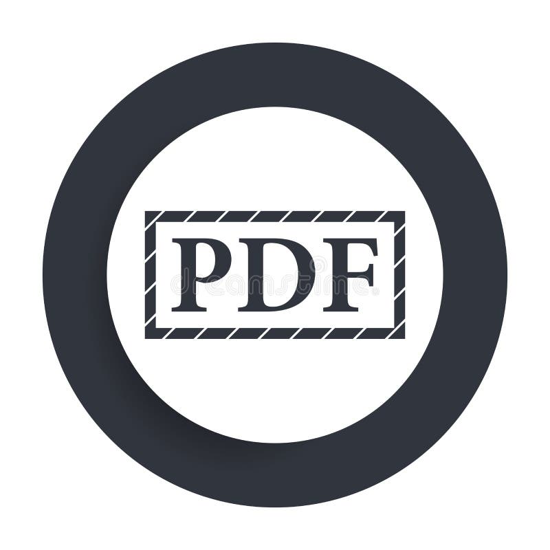 PDF Icon Flat Vector Round Button Clean Black and White Design Concept ...