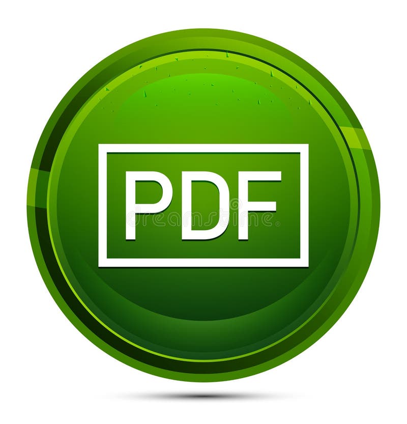 PDF Icon Glassy Green Round Button Illustration Stock Vector ...