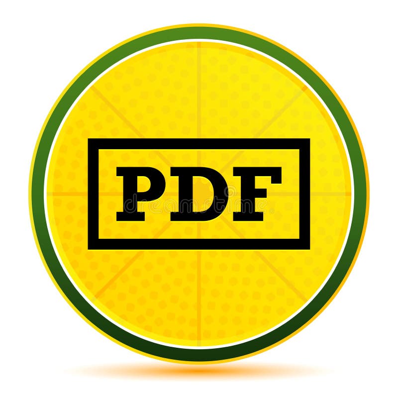 PDF Icon Lemon Lime Yellow Round Button Illustration Stock Illustration ...