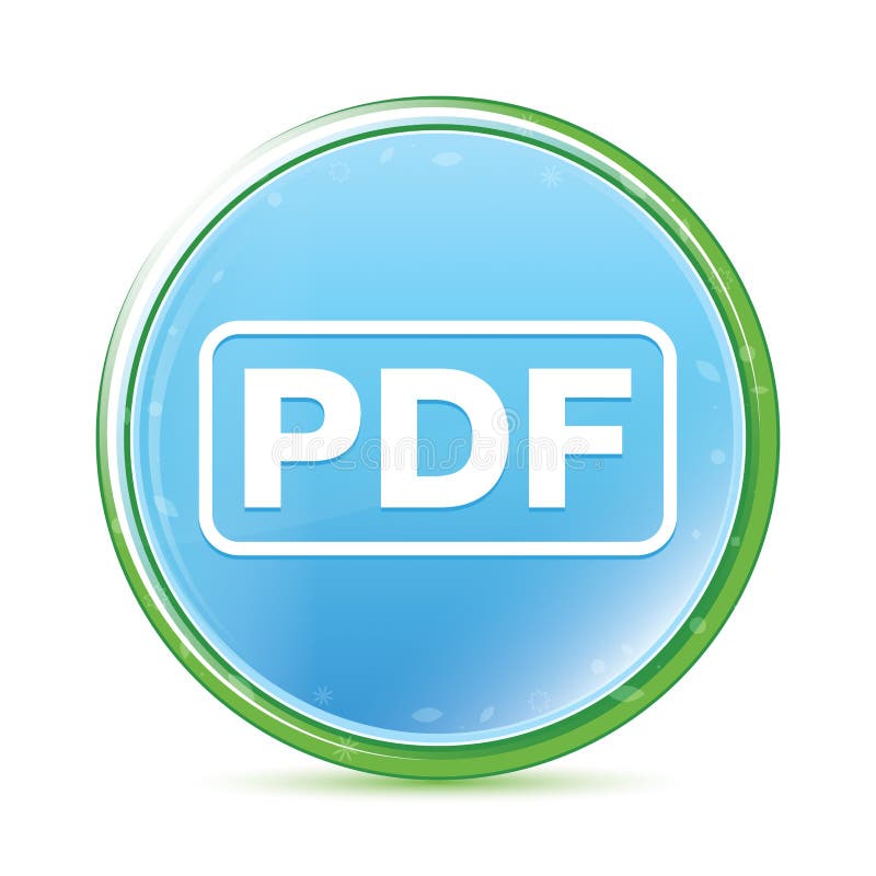 PDF Icon Natural Aqua Cyan Blue Round Button Stock Illustration ...
