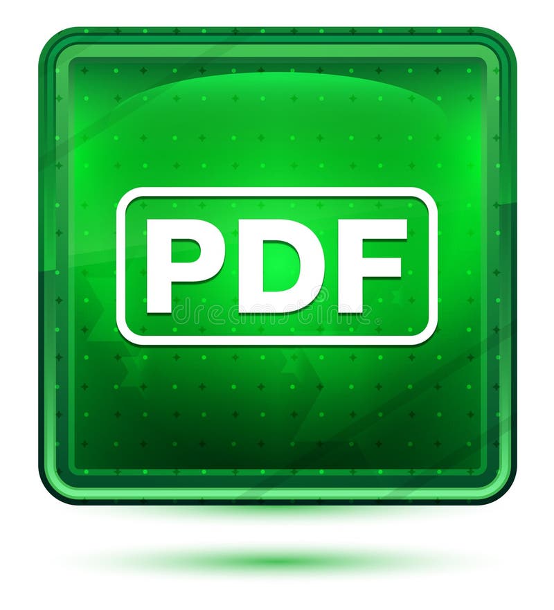 PDF Icon Neon Light Green Square Button Stock Illustration ...