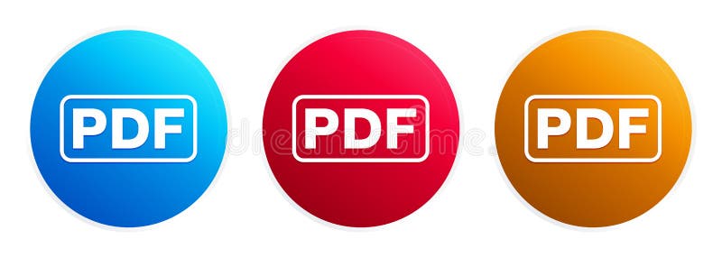 PDF Icon Premium Trendy Round Button Set Stock Vector - Illustration of ...