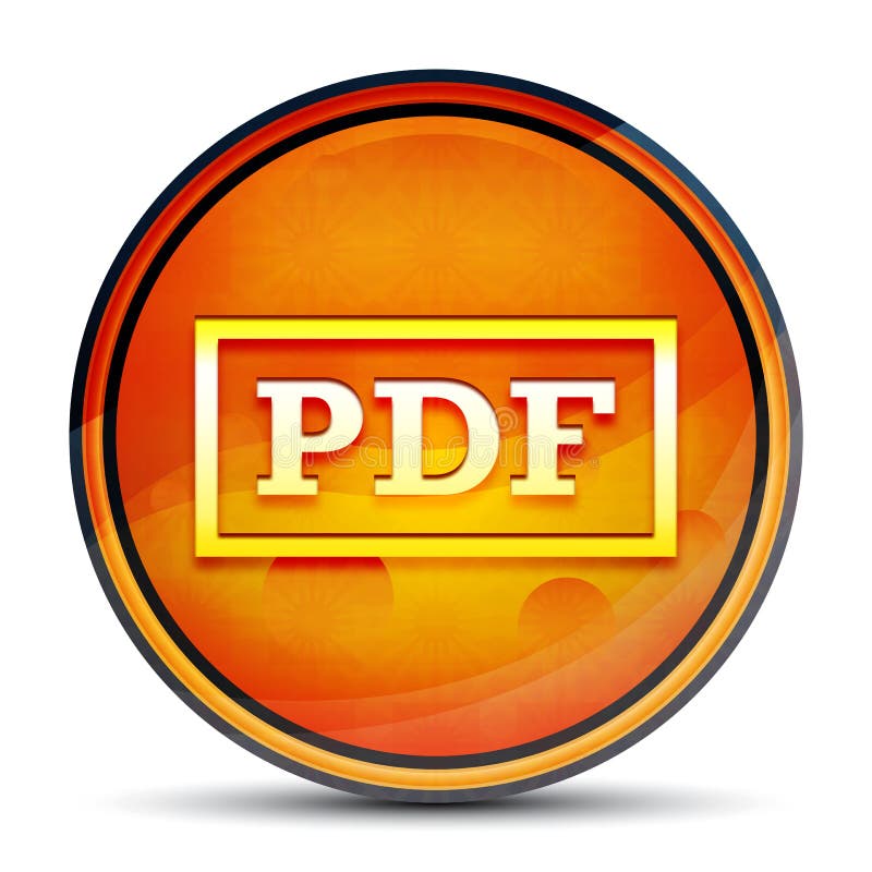 PDF Icon Shiny Bright Orange Round Button Illustration Stock ...