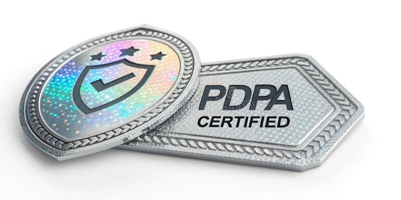 PDPA Certified Badge 3D Render, Metallic Shield, Security, Privacy ...
