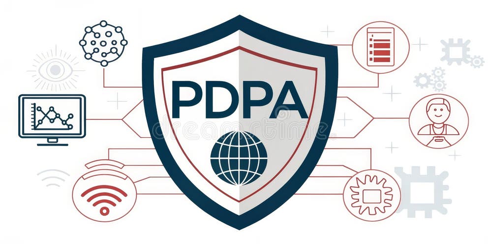 PDPA Protection Shield Icon with Global Data Security Concept, Data ...