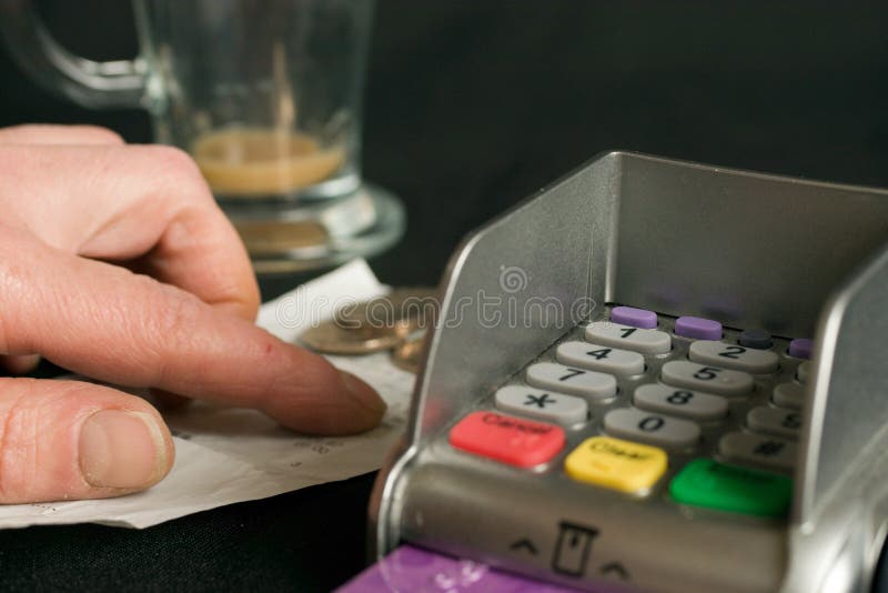 Pdq Payment Machine with Hand and Cash Stock Photo - Image of ...