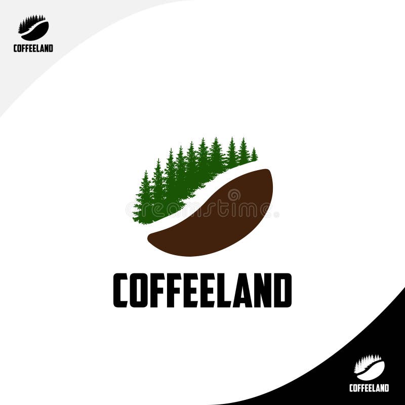 Coffee Bean and Pine Forest Logo / Coffee Land Cafe Logo Design Vector ...