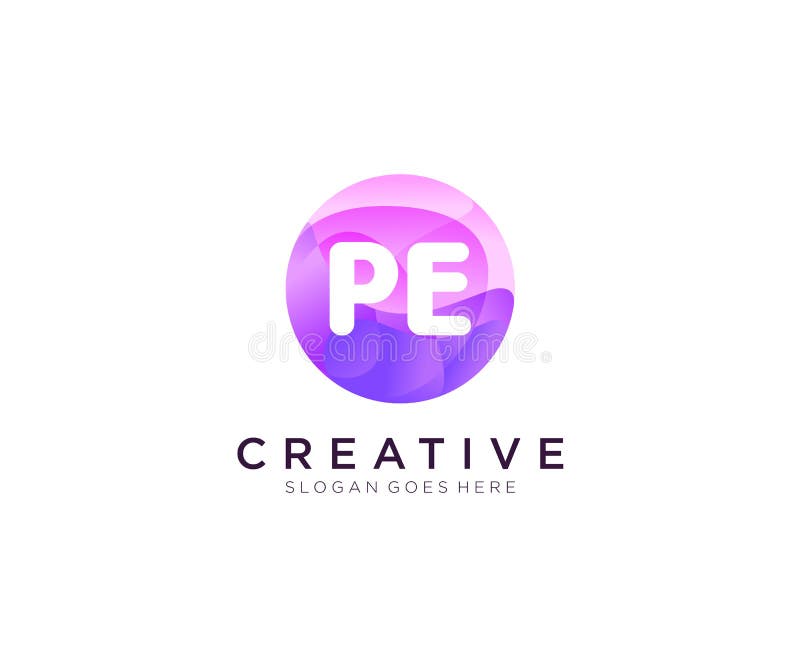 PE Initial Logo with Colorful Circle Template Vector Stock Vector ...