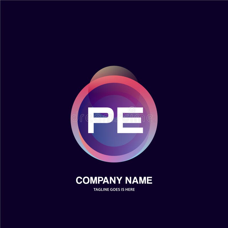 PE Initial Logo with Colorful Circle Template Vector Stock Vector ...