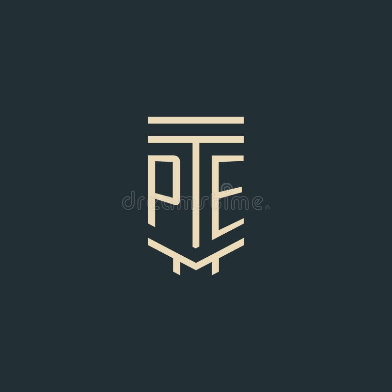 PE Initial Monogram with Simple Line Art Pillar Logo Designs Stock ...