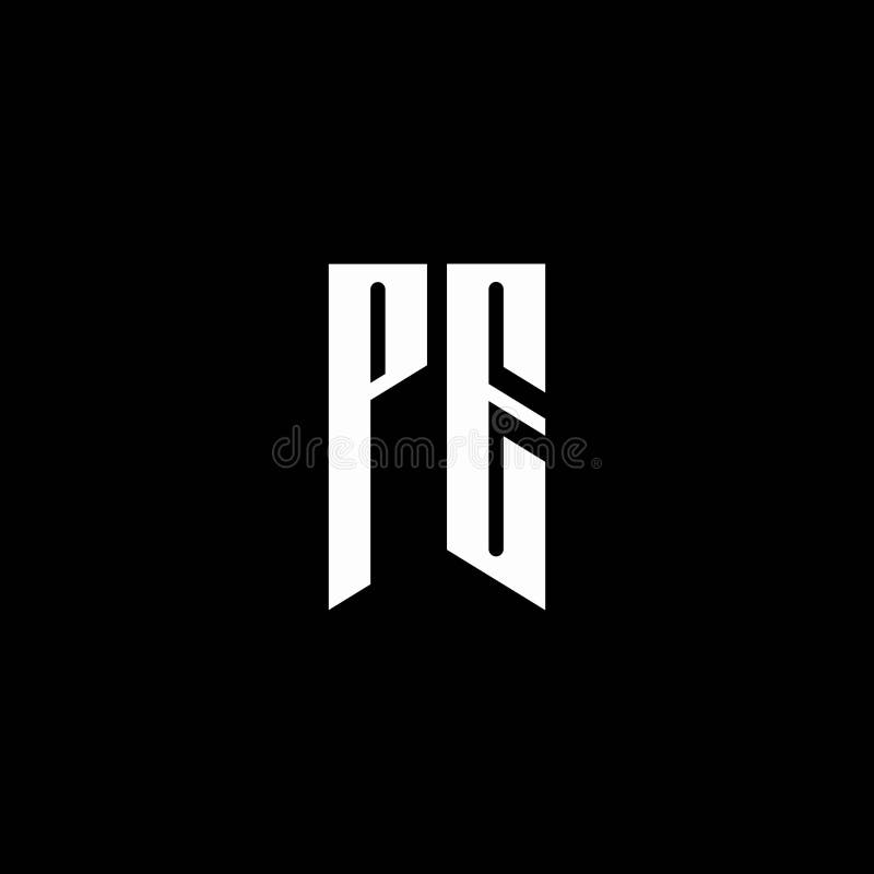 PE Logo Monogram with Emblem Style Isolated on Black Background Stock ...
