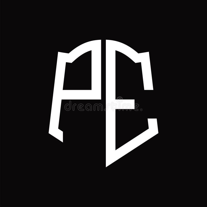 PE Logo Monogram with Shield Shape Ribbon Design Template Stock Vector ...