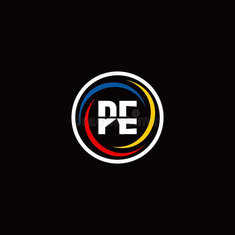 PE Monogram Logo Isolated on Circle Shape with 3 Slash Colors Rounded ...