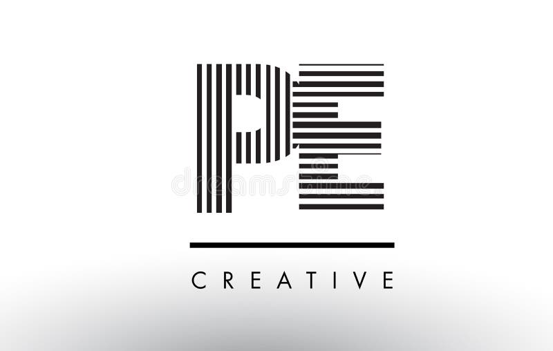 PE P E Black and White Lines Letter Logo Design. Stock Vector ...