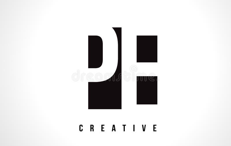 PE P E White Letter Logo Design with Black Square. Stock Vector ...
