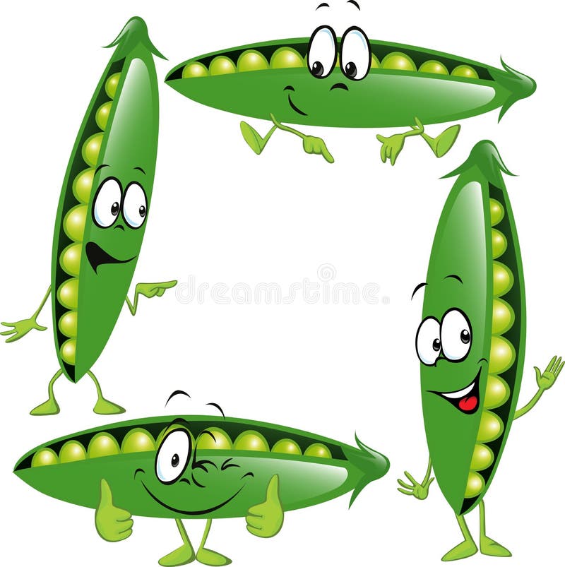 Pea - funny vector cartoon stock vector. Illustration of smiling - 57483470