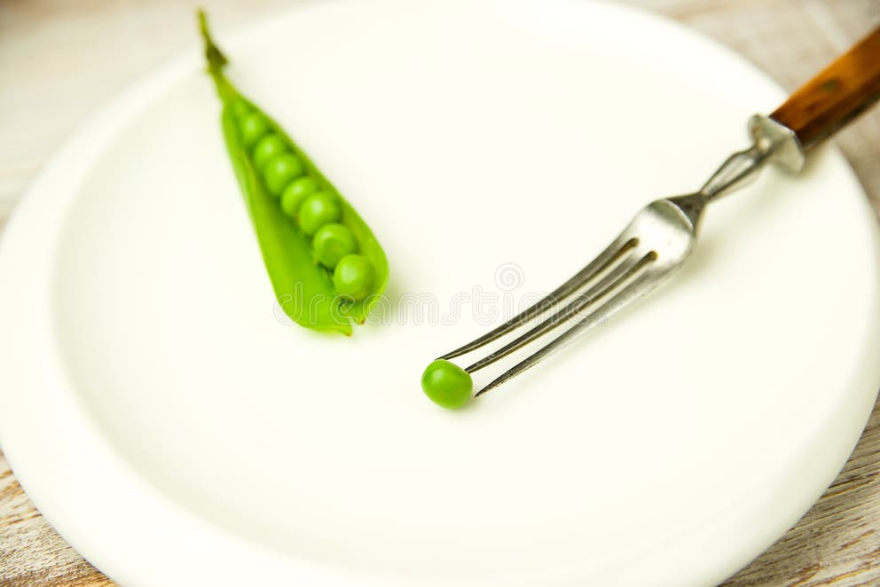 Pea Pod and Pea Seeds on White Plate Stock Image - Image of bullet ...