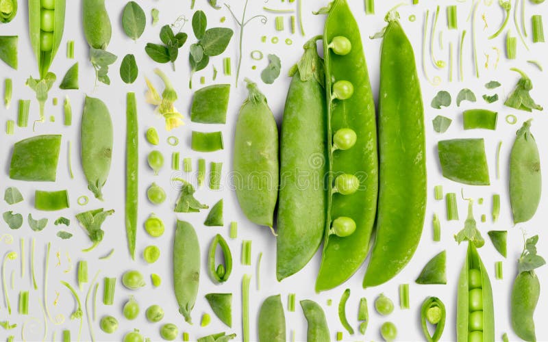 Pea and Pod Slice and Leaf Collection Stock Photo - Image of collection ...