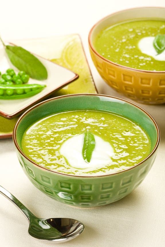 Pea Soup stock photo. Image of bowl, spoon, yogurt, soup - 10018436