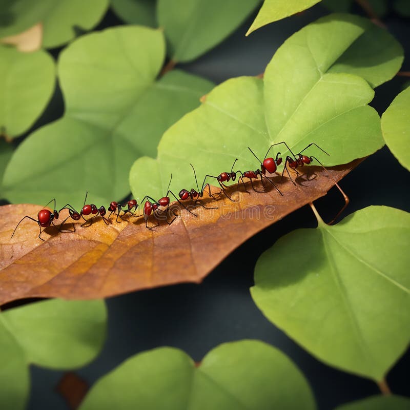 Ants with leaves stock illustration. Illustration of colours - 318431000