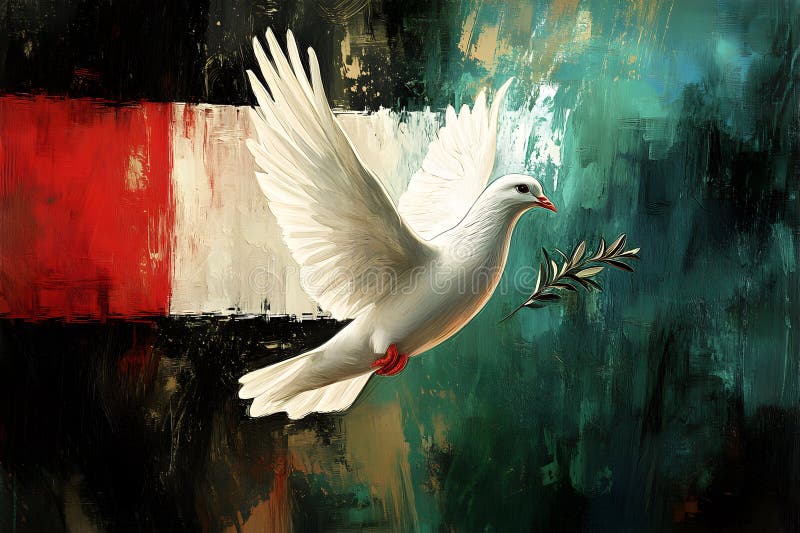 Peace Bird Carrying an Olive Branch with a Backdrop of Palestine Flag ...