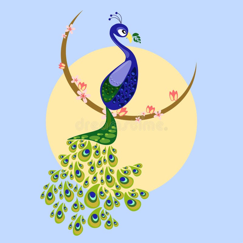 The Peace of a Blue Peacock Stock Illustration - Illustration of symbol ...
