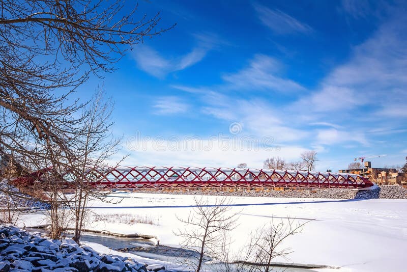 Peace Bridge Across a Winter River Editorial Photography - Image of ...