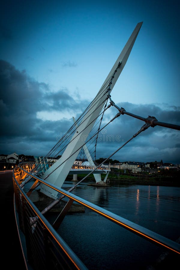 Derry Peace Bridge at Blue Hour Editorial Photo - Image of ireland ...