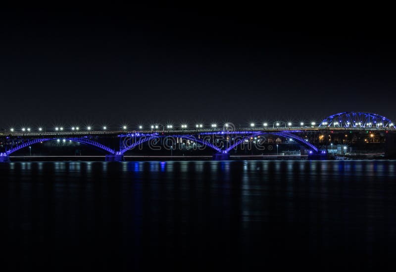 Peace Bridge Lights the Water Stock Photo - Image of water, streetlight ...