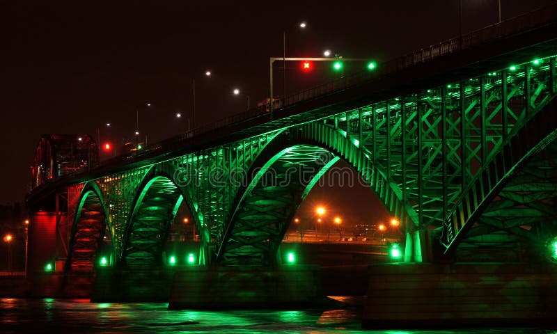 Peace Bridge at Night stock photo. Image of christmas - 28226440