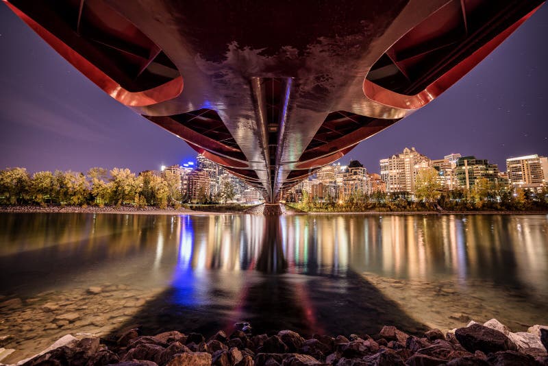 Peace Bridge at Night in Calgary, Alberta, Canada Editorial Photo ...