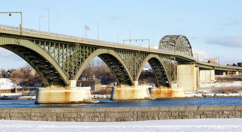 Rainbow Bridge of Niagara Falls Stock Photo - Image of blue, color ...