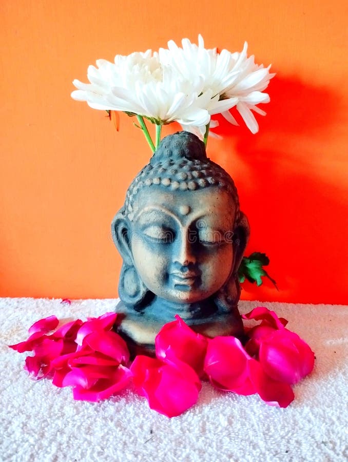 Peace Buddha White Red Flower Stock Photo - Image of flower, peace ...