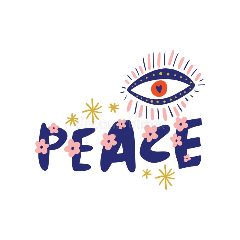 Peace Calligraphy Phrase. Hand Drawn Design Elements. Unique ...