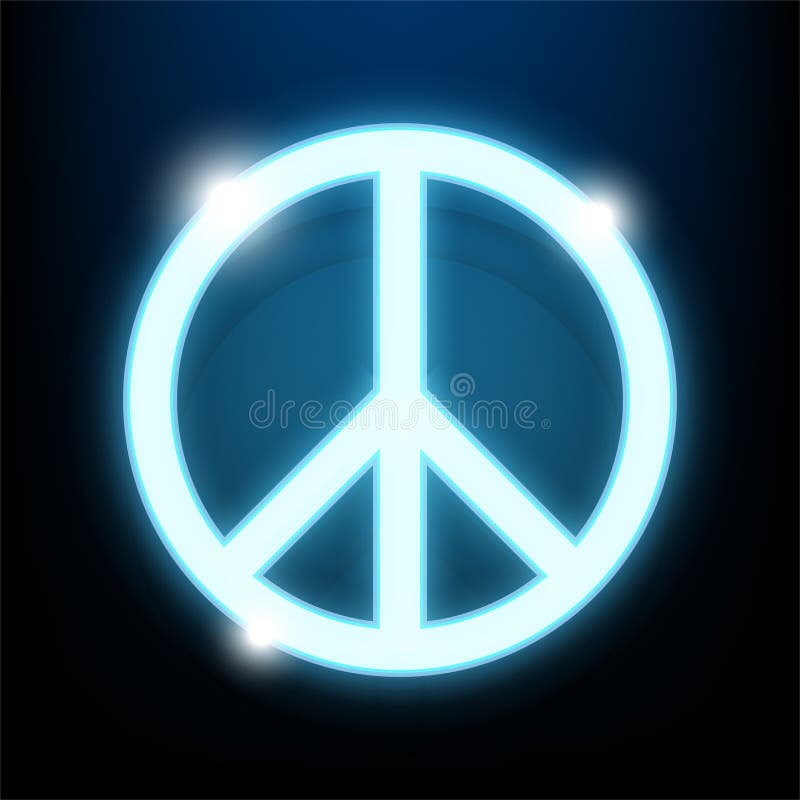 Peace Day Logo Blue Neon Light Stock Vector - Illustration of isolated ...