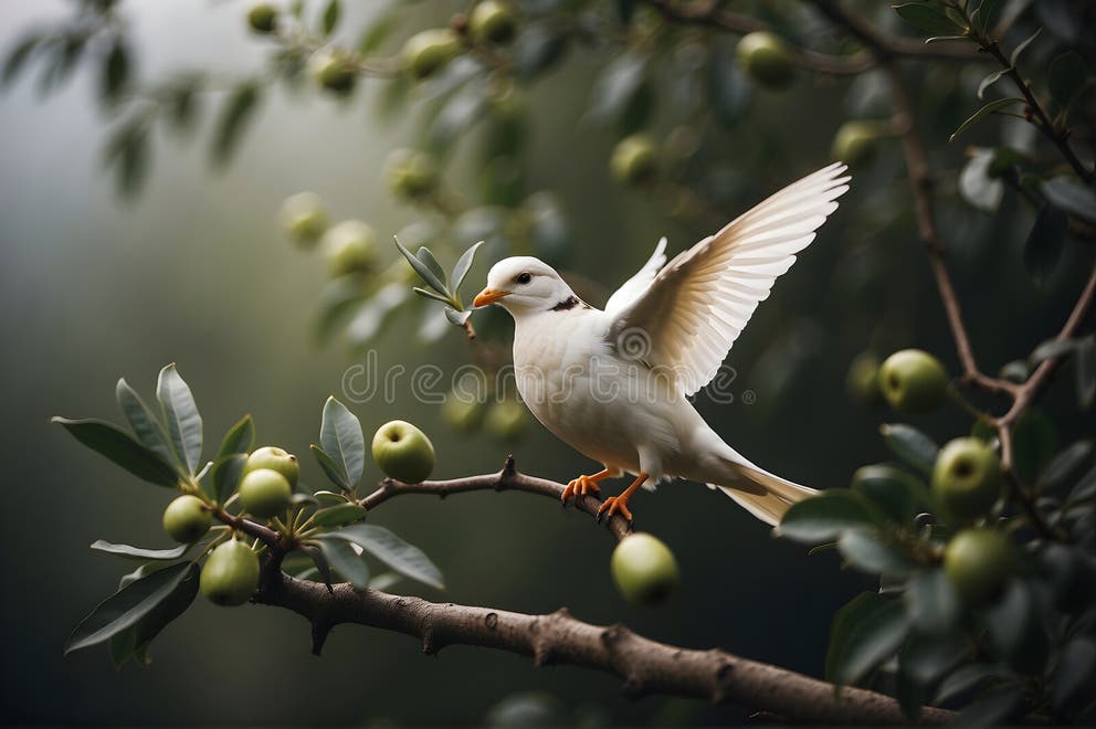 A Peace Dove Carrying an Olive Branch As a Sign of Peace Stock Image ...