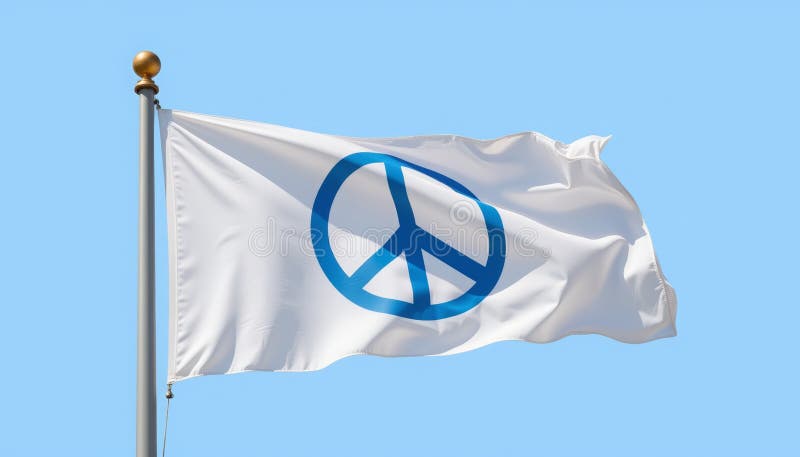 Peace Flag Waving Against a Blue Sky Stock Image - Image of political ...