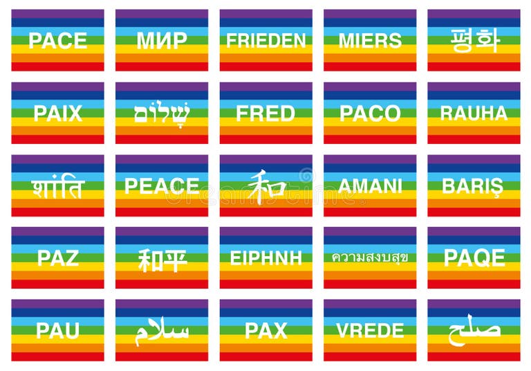 Peace Flags in Various Languages of the World Stock Vector ...