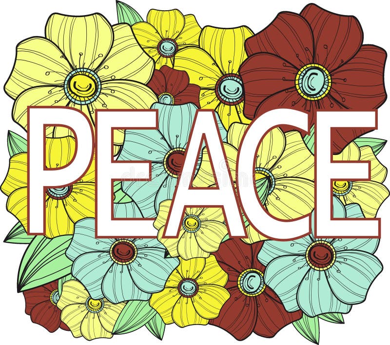 Peace floral sign. stock vector. Illustration of pacifism - 246373115