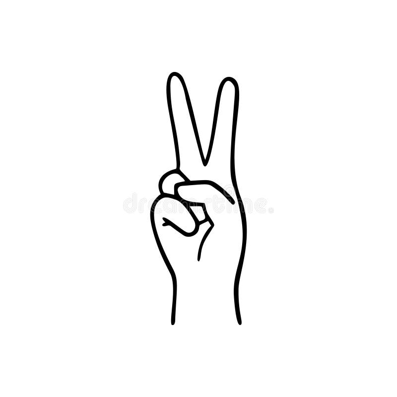 Peace Gesture Human Hand. Vector Doodle Illustration. Stock Vector ...