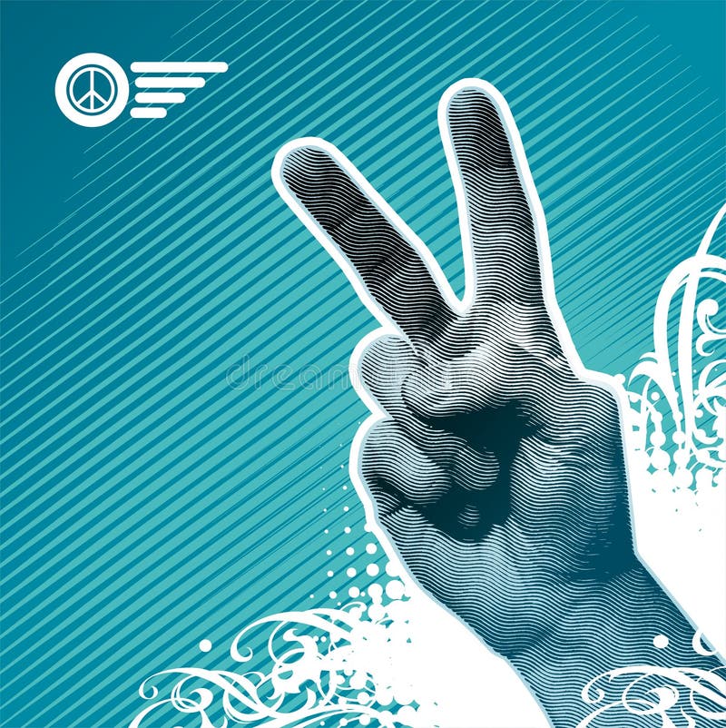 Peace hand sign stock vector. Illustration of vector, symbol - 9346058