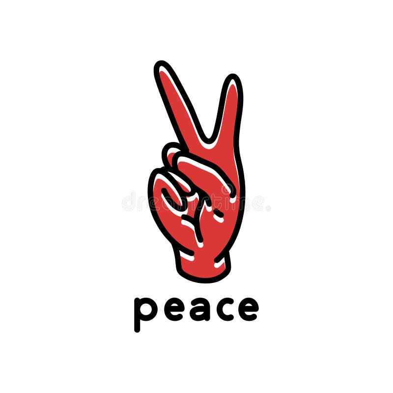 Peace Hand Drawing Logo Vector Design Illustration Emblem Stock Vector ...