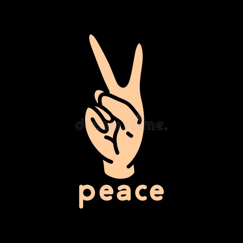 Peace Hand Drawing Logo Vector Design Illustration Emblem Stock Vector ...