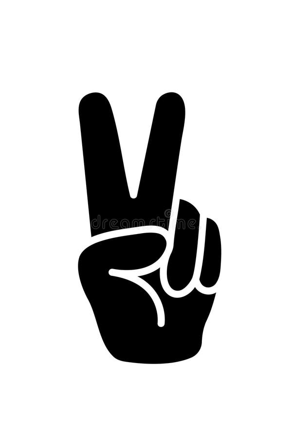 Peace Hand Gesture, V Victory or Peace Sign, Black Vector Icon Stock ...