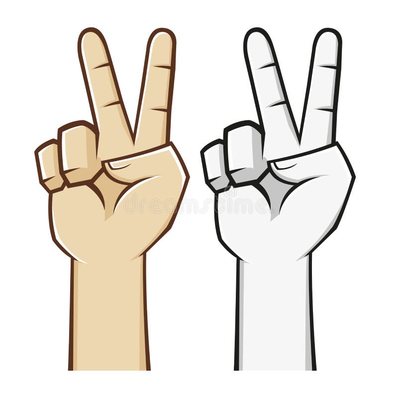 Peace Hand Sign stock vector. Illustration of hand, cartoon - 59852011