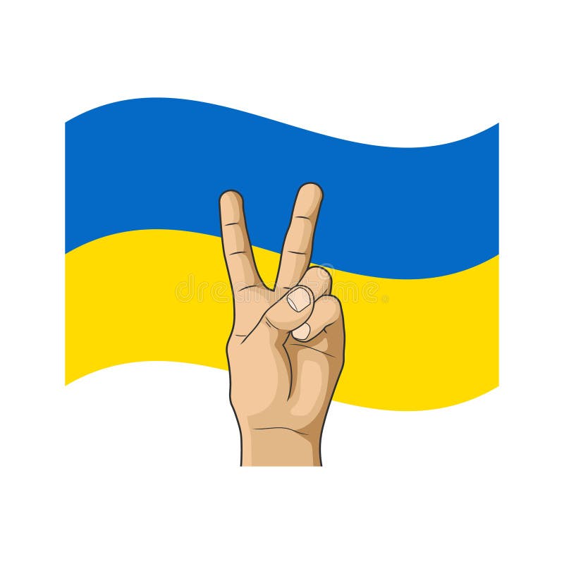 Peace Hand Signn. Ukrainian Flag. Vector Illustration. Stock Vector ...