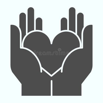 Peace Hands with Heart Solid Icon. Heart in Hands Vector Illustration ...