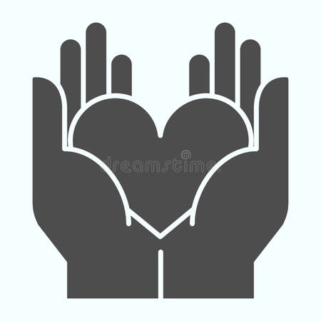 Peace Hands with Heart Solid Icon. Heart in Hands Vector Illustration ...