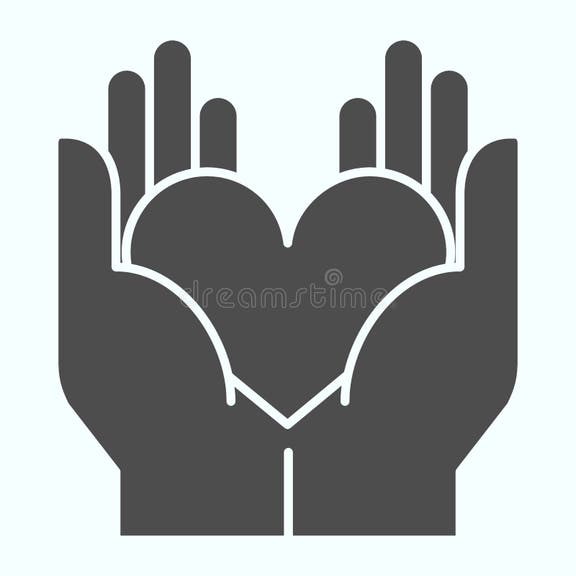 Peace Hands with Heart Solid Icon. Heart in Hands Vector Illustration ...