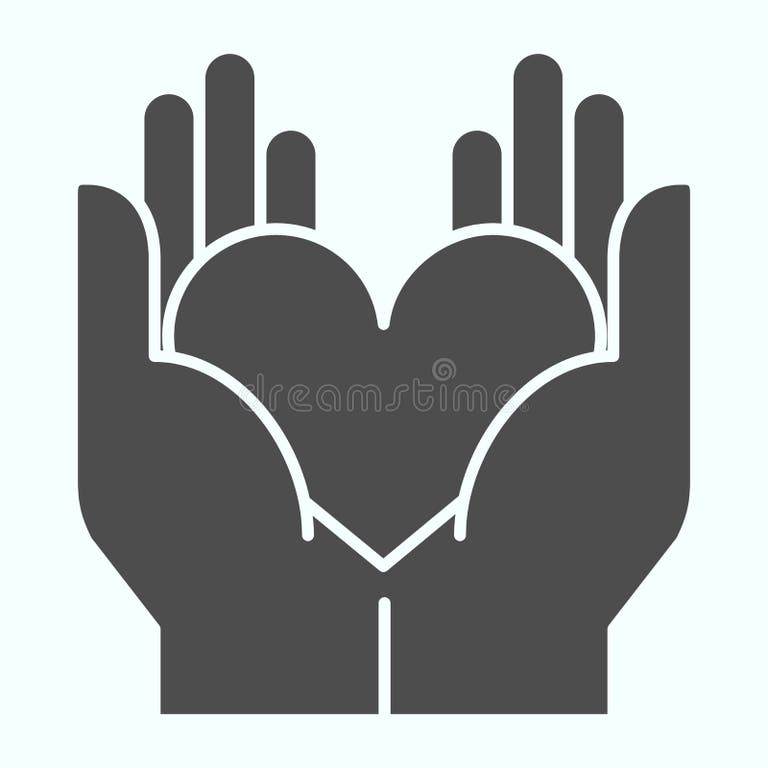 Peace Hands with Heart Solid Icon. Heart in Hands Vector Illustration ...